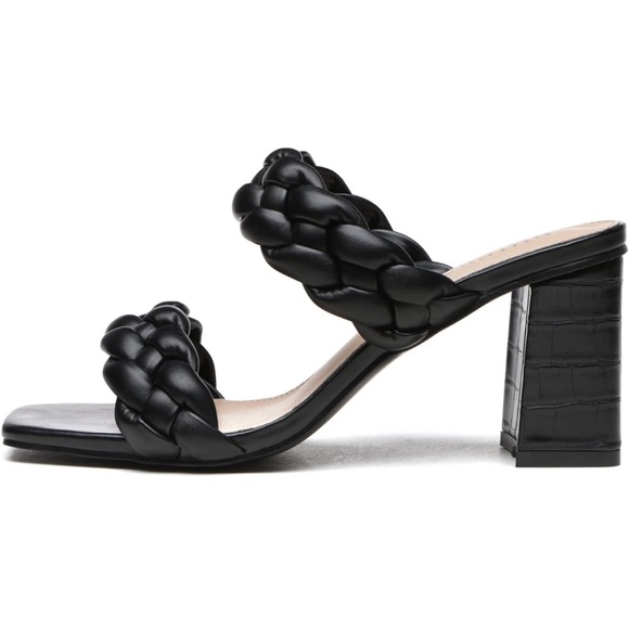 Shoes | Black Braided Block Heel Sandals | Poshmark